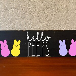 Easter Wood Sign, Hello Peeps Sign, Easter Wreath, Easter Decor, Hello ...