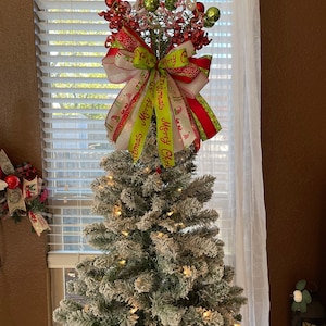 Whimsical Christmas Tree Topper, Red and Green Christmas Tree Topper ...