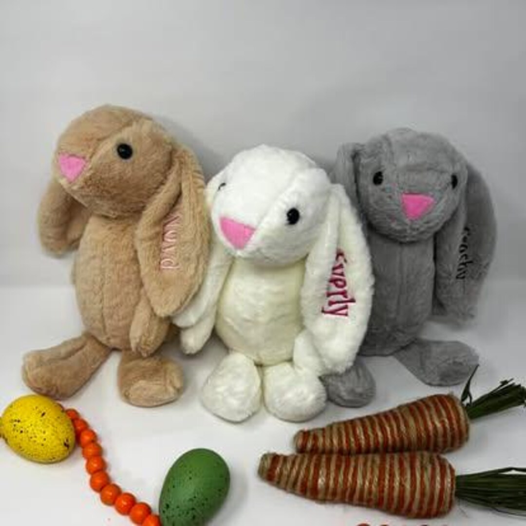 Embroidered Plush Bunny: Personalized Easter Gift - Etsy