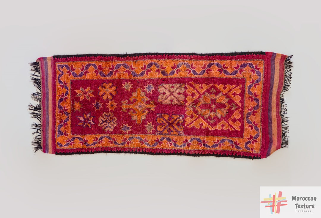 Red Vintage Moroccan Rug 3x8 Ft Tribal Area Rug Bohemian Rug Entryway ...