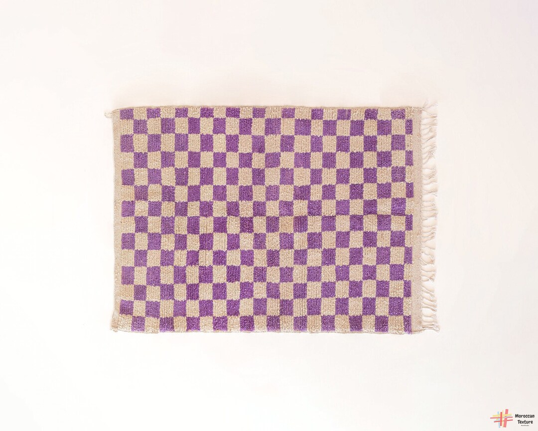 Custom Checkered Moroccan Rug in Purple and White Nursery Bedroom ...