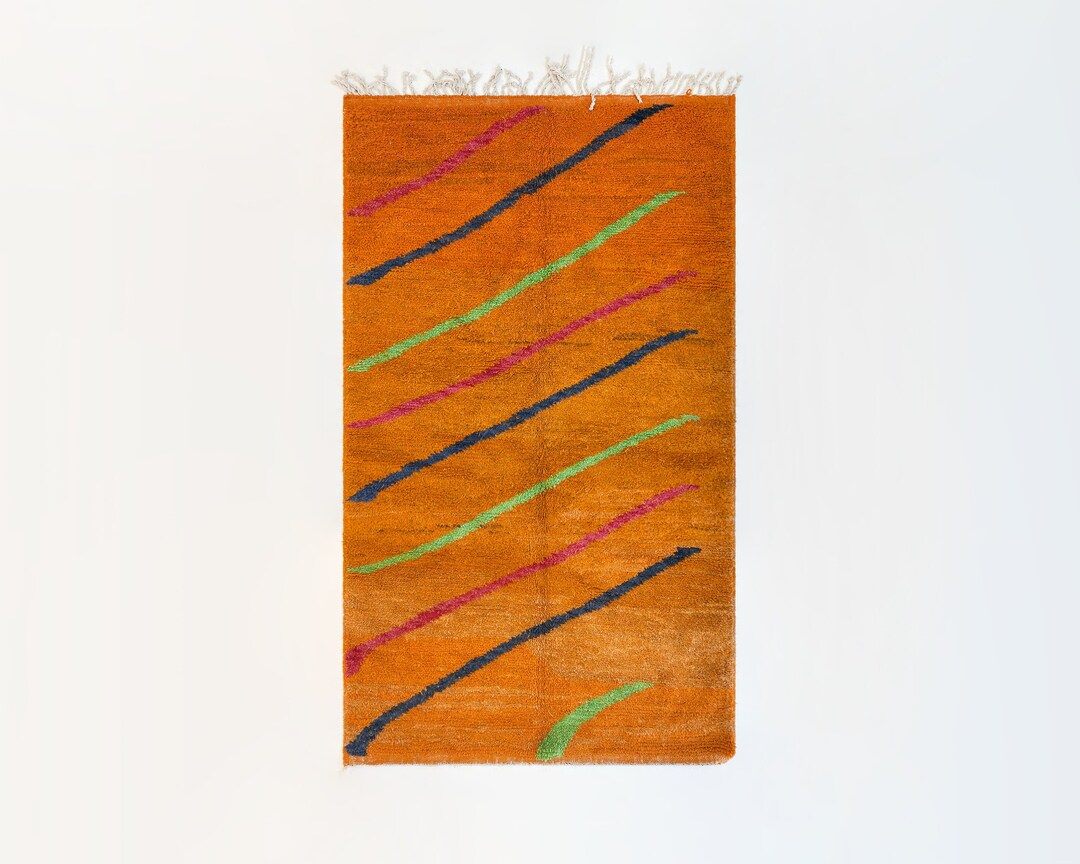 Artistic Custom Rug Moroccan Wool Rug Handmade Rug Orange Berber Rug ...
