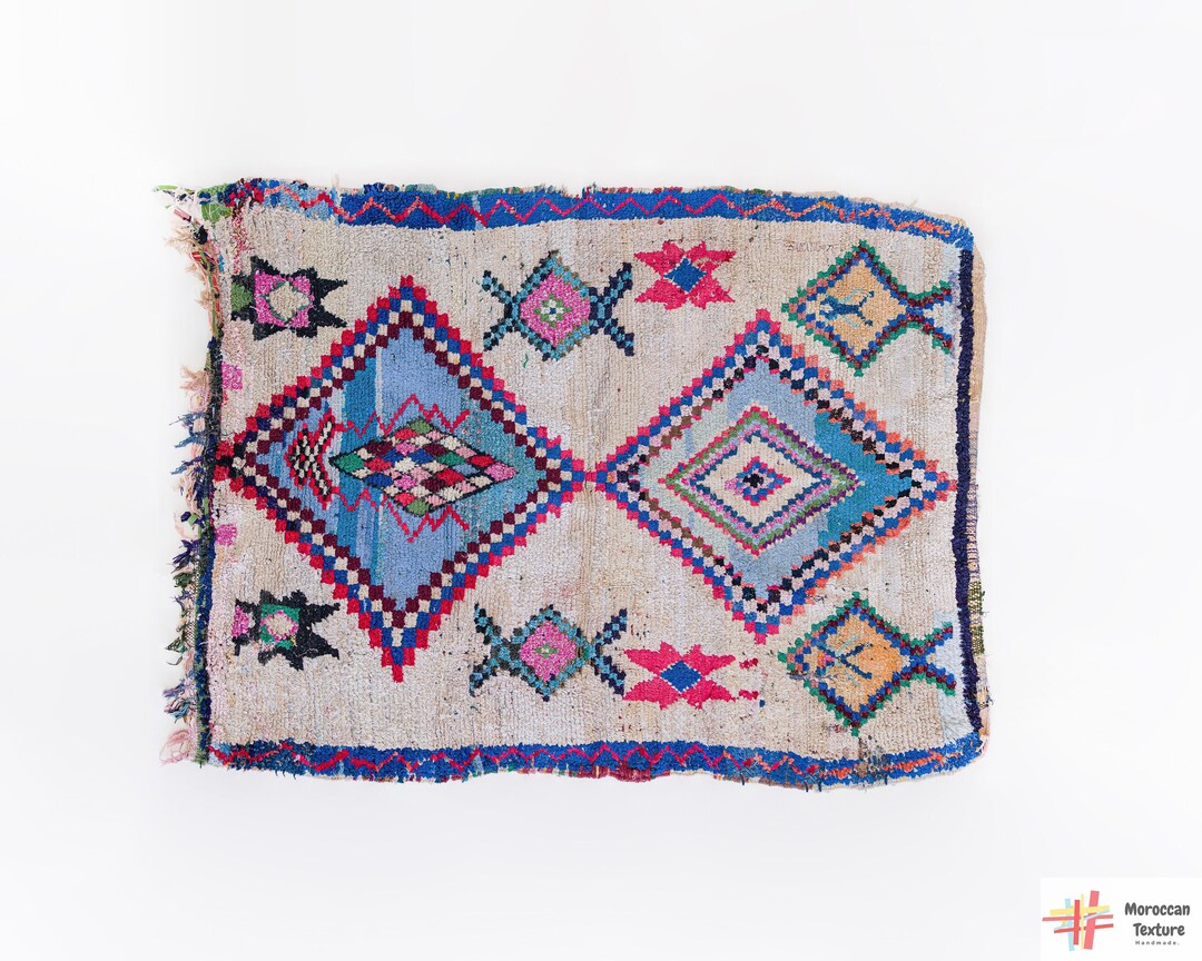 White Vintage Rug Geometric Rug Rug for Living Room Sheep Wool Carpet ...