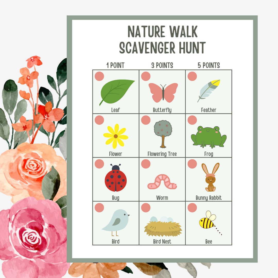 Spring Scavenger Hunt Printable Game, Spring Party Game, Party Favor ...