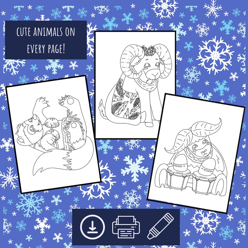 Arctic Animals Coloring Pages, Printable Coloring Book, Winter Coloring ...