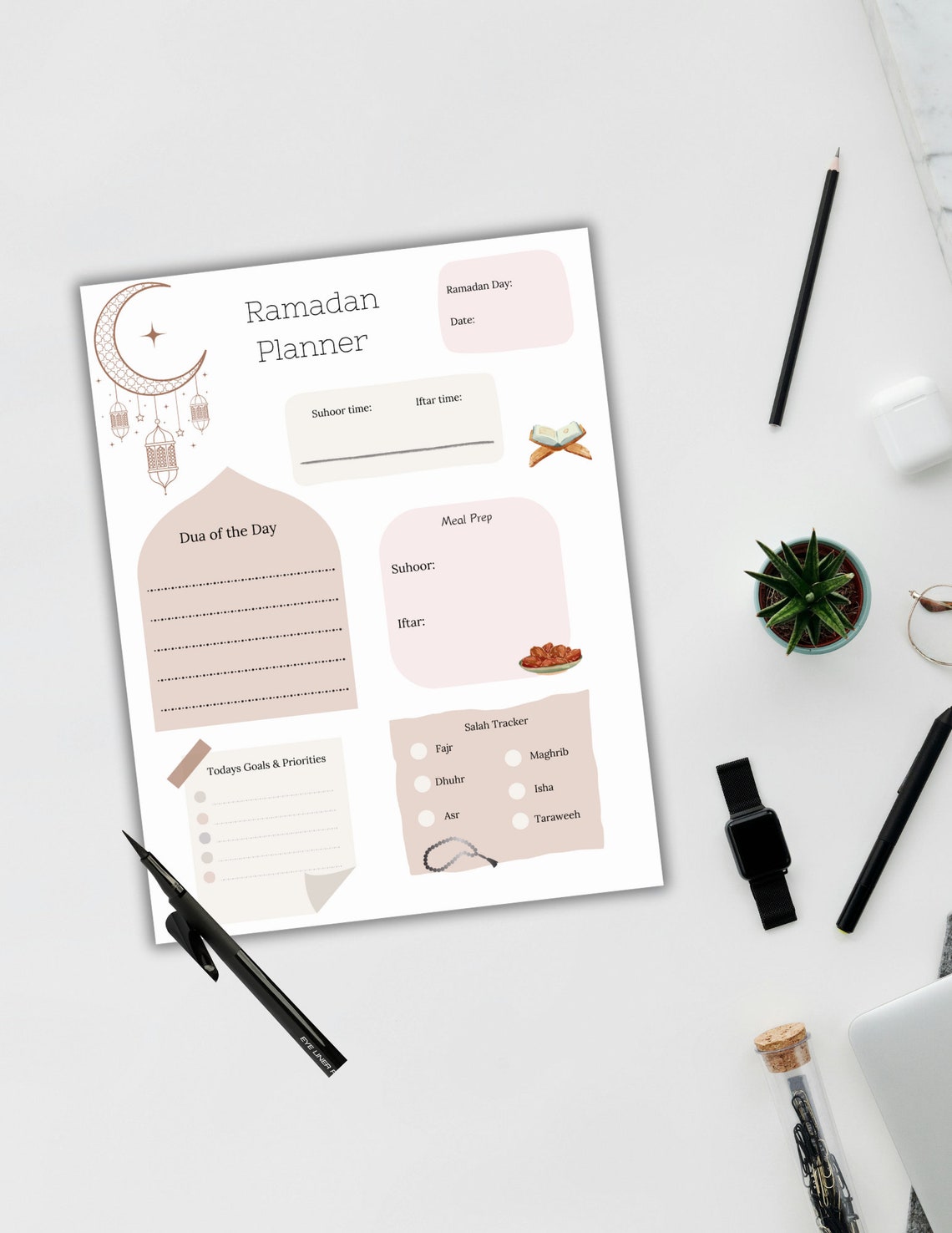 Ramadan Planner: Minimalist Islamic Journal Editable Template - Etsy