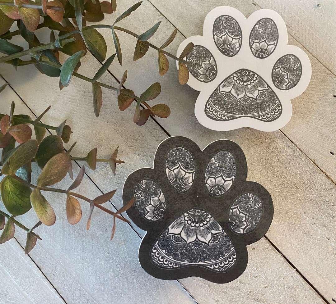 Paw Print Sticker//henna Design// Vinyl Sticker//waterproof - Etsy