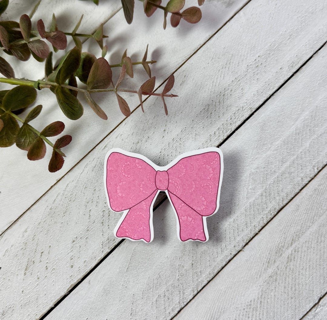 Coquette Pink Bow Vinyl Sticker, Waterproof Decal - Etsy