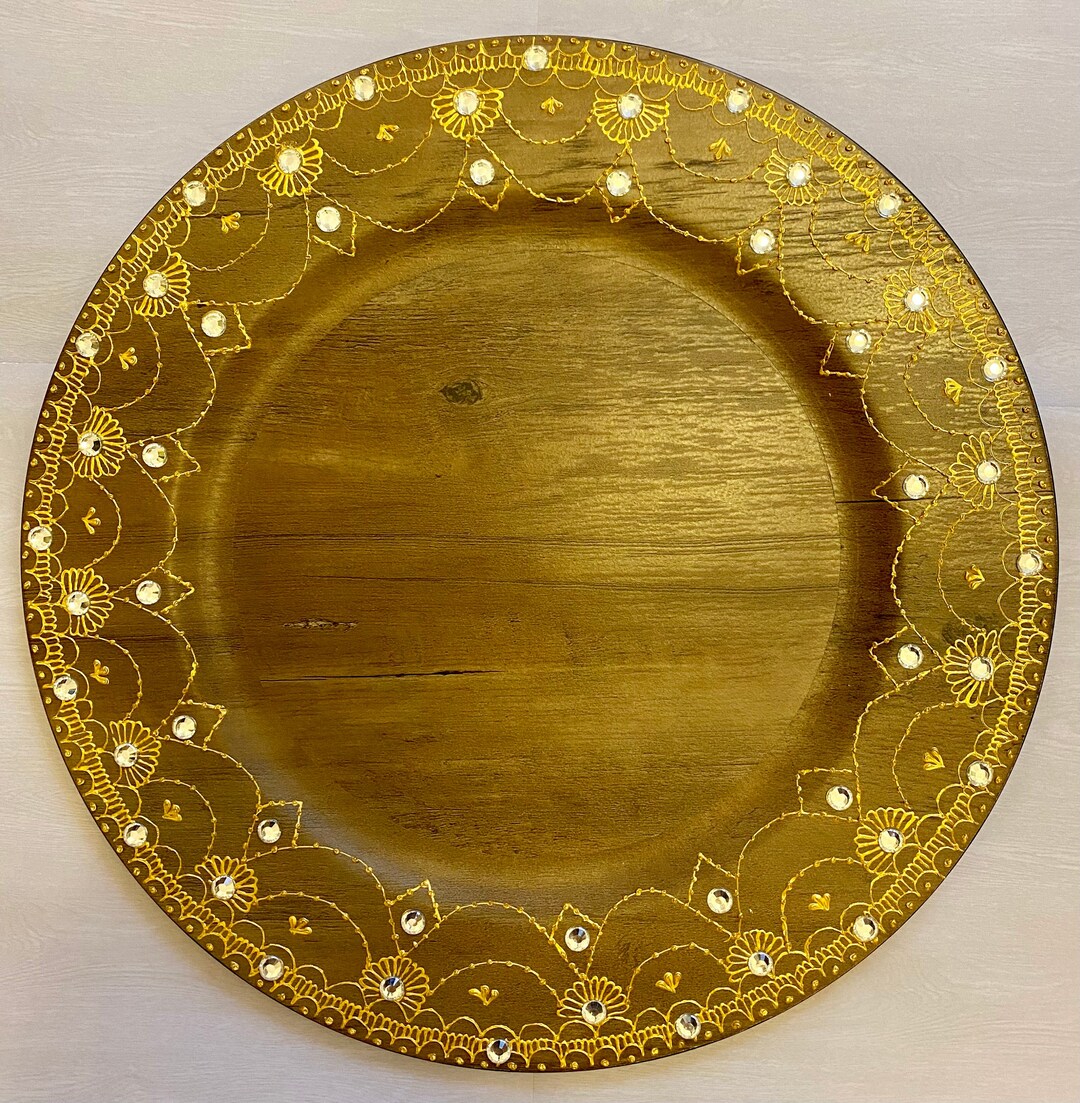 Henna Charger Plate//henna Thaal//handmade//wedding Decor//mehndi Night ...
