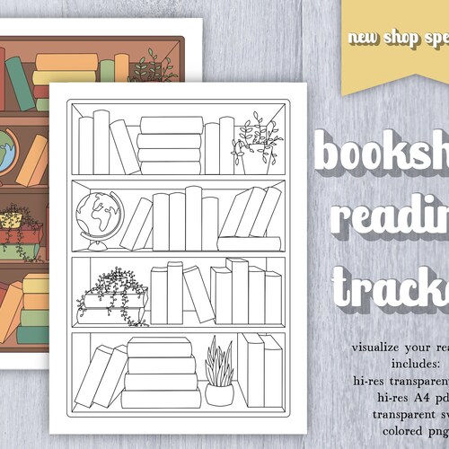 Reading Journal Printable Bookshelf Book Tracker Book - Etsy