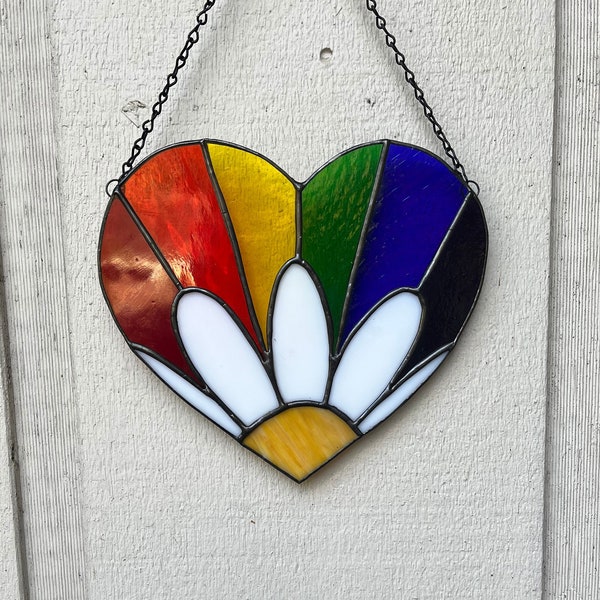 Stained Glass Rainbow Heart - Etsy