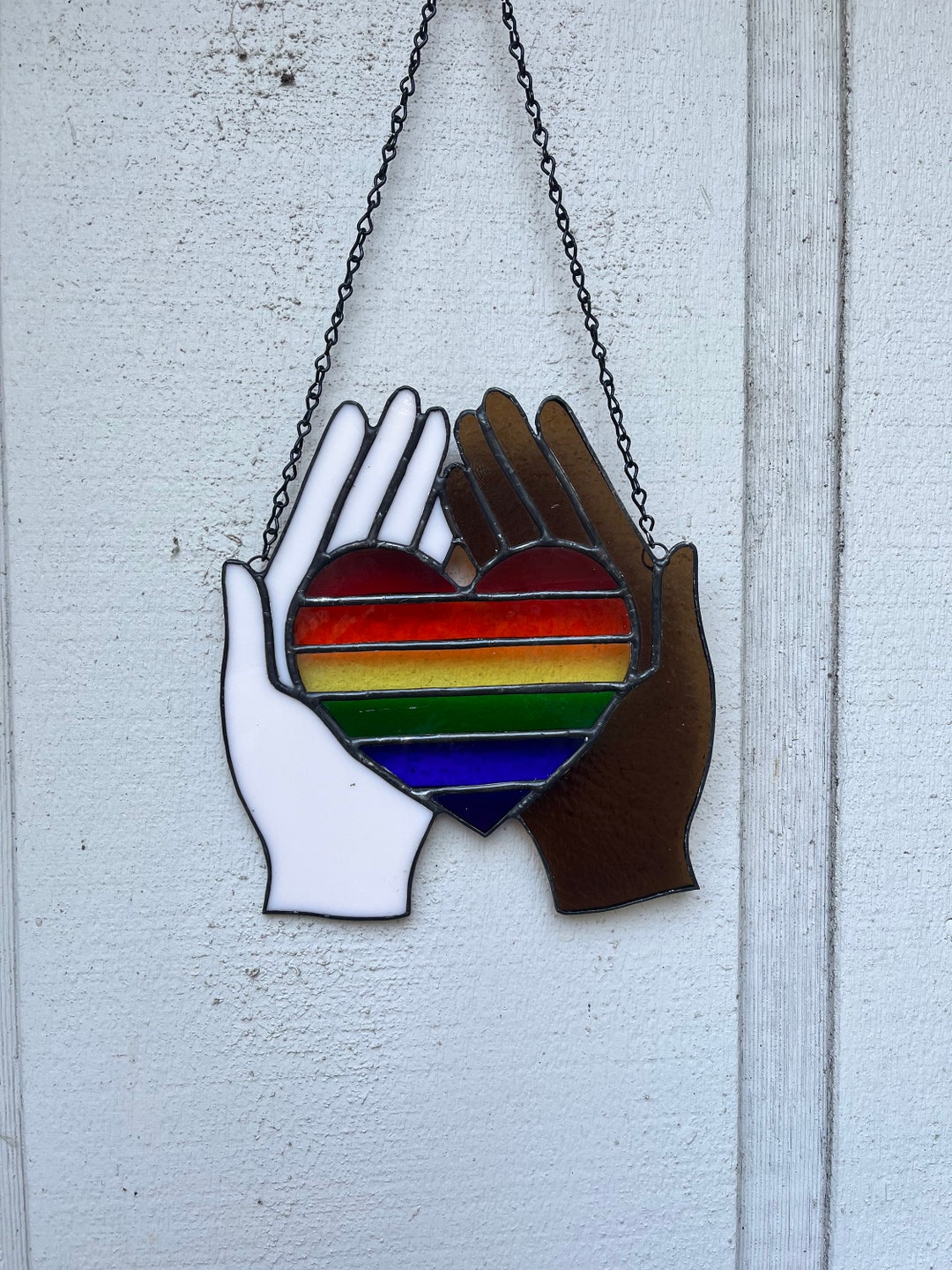 Handmade Pride Hands Stained Glass Suncatcher - Etsy