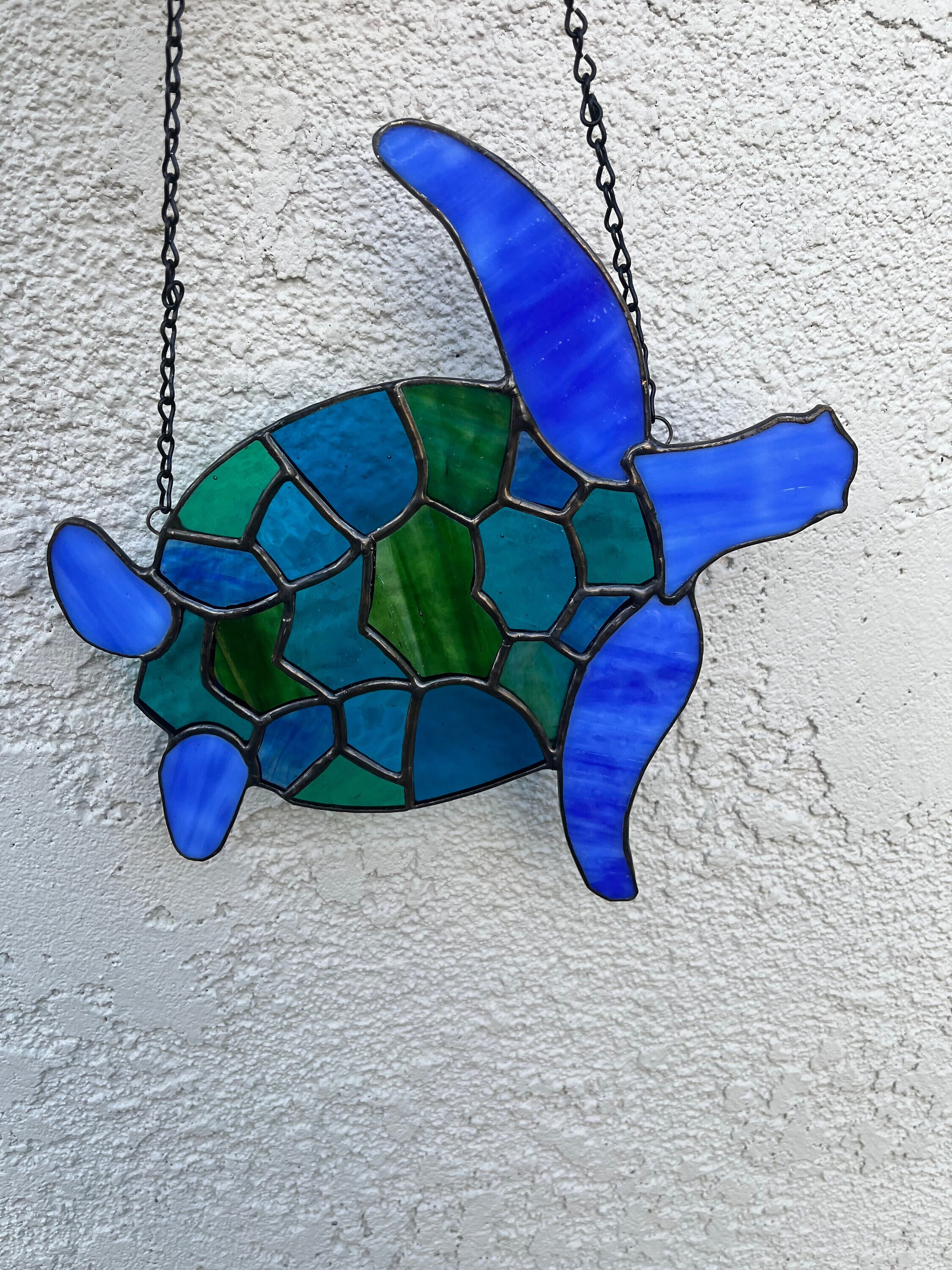 Handmade Stained Glass Sea Turtle 9 Inches Long - Etsy