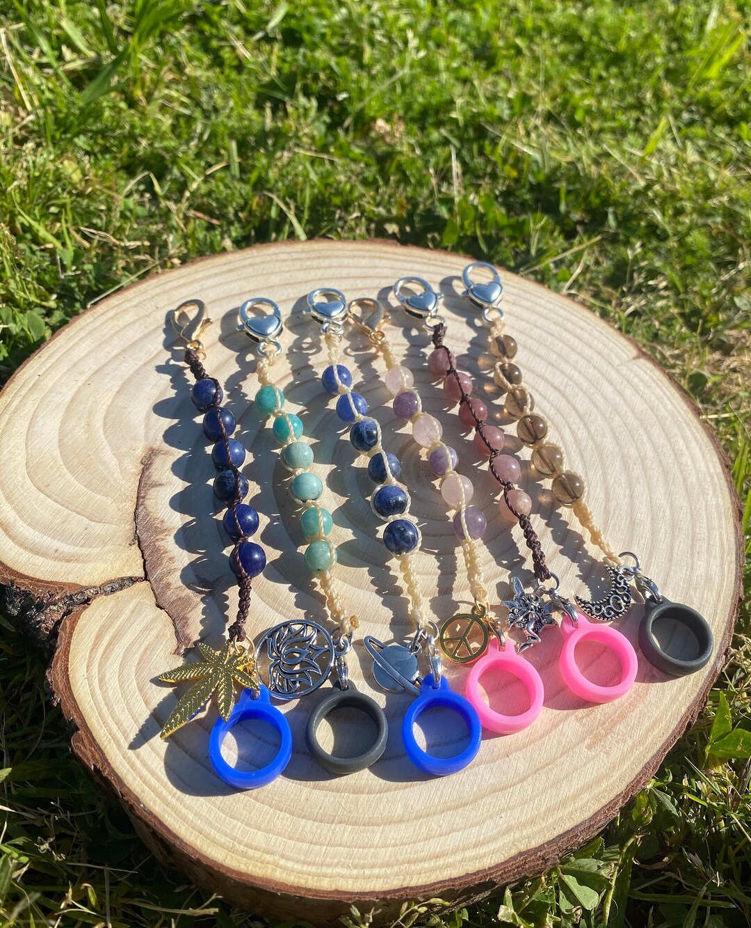 Multi Use Hemp Gemstone Keychain Vape Holder, Lip Balm Holder, Vape ...