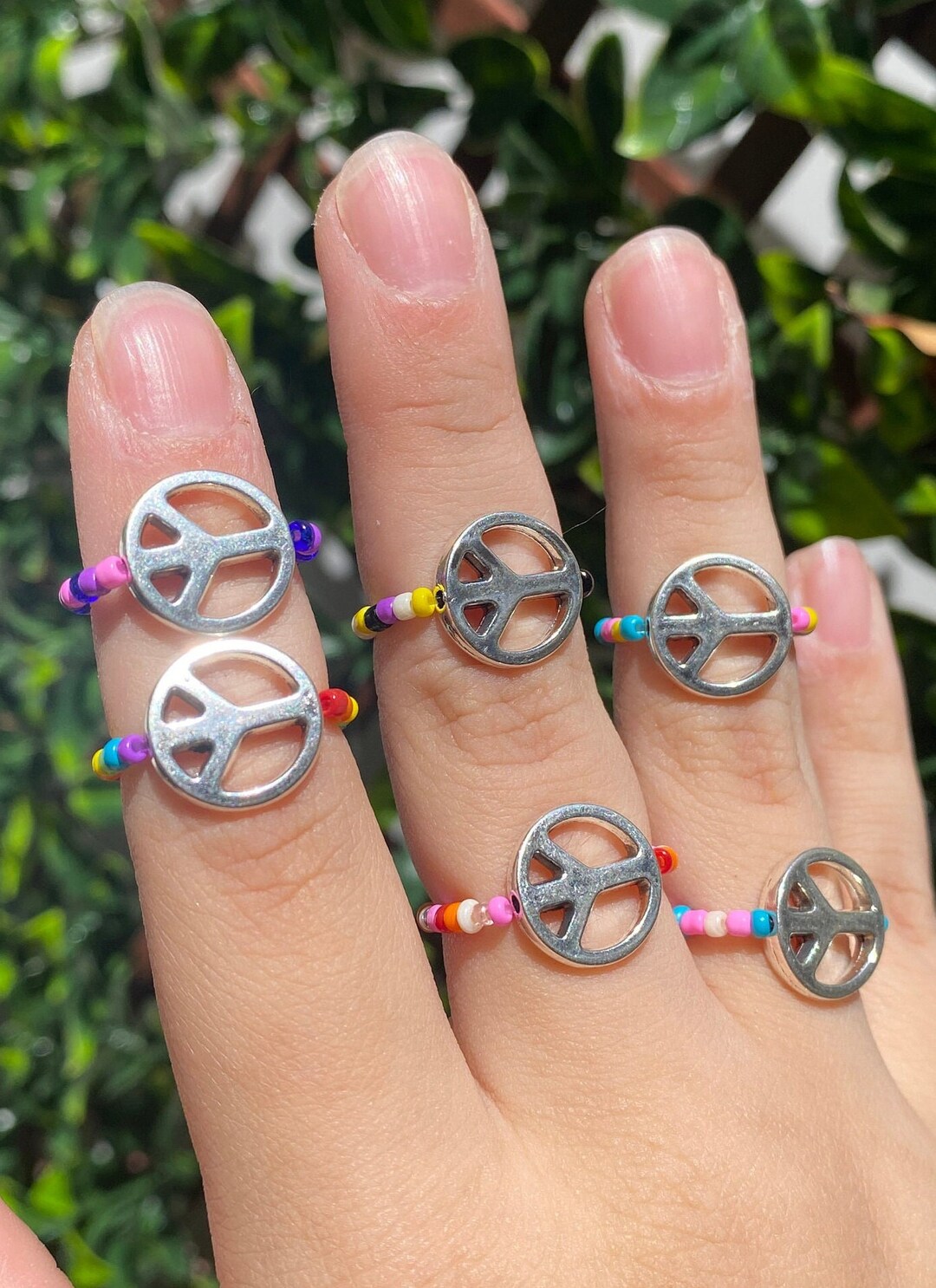 Pride Seed Bead Peace Rings | Dainty Seed Bead Ring, Dainty Pride Ring, Pride Jewelry, Handmade ...