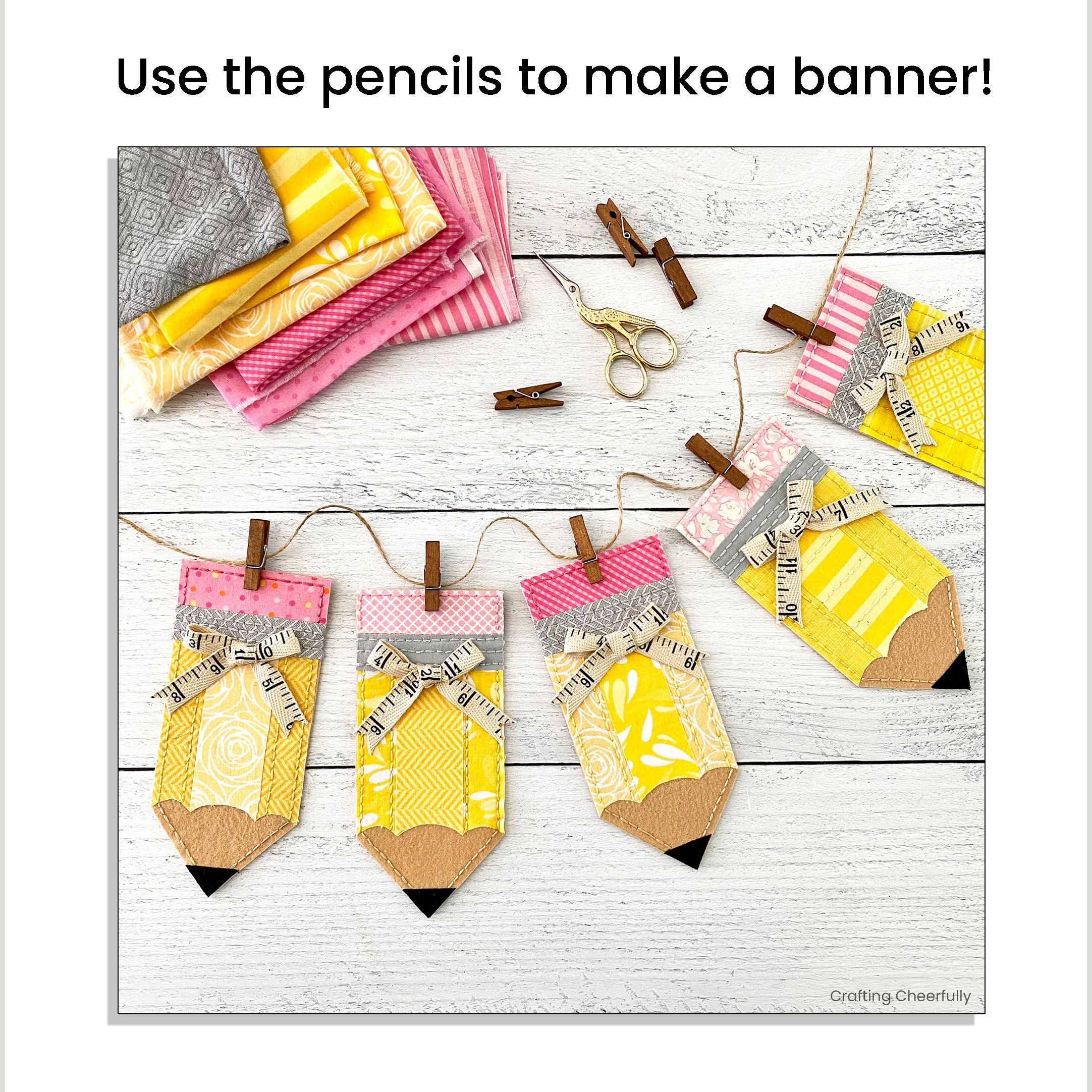 Pencil Pattern, Felt and Fabric Embroidered Pencil Ornament and Banner ...