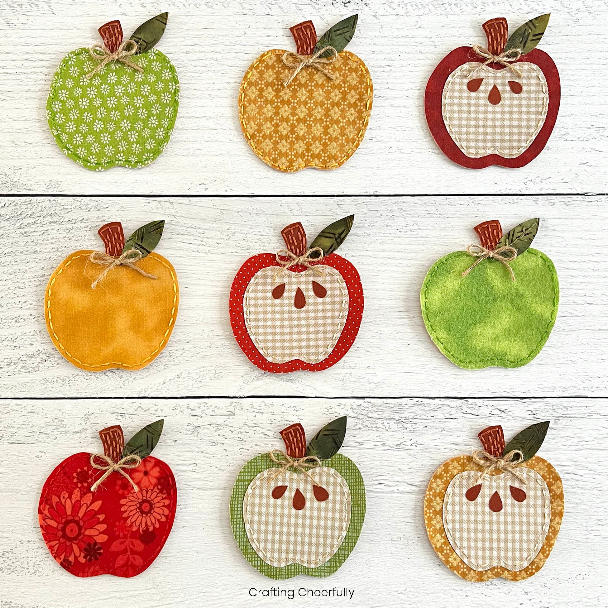 Apple Ornament Pattern, Embroidered Felt and Fabric Apple, Digital ...