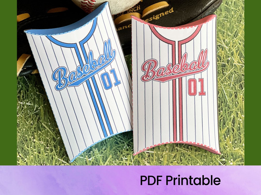 Baseball Jersey Pillow Box, Baseball Party Favors, Printable Digital ...