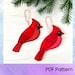 Cardinal Bird Pattern, Felt and Fabric Embroidered Ornament, Digital ...