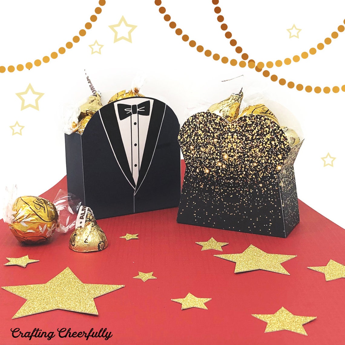 Red Carpet Treat Boxes | Tuxedo and Dress Printable Boxes | Digital ...