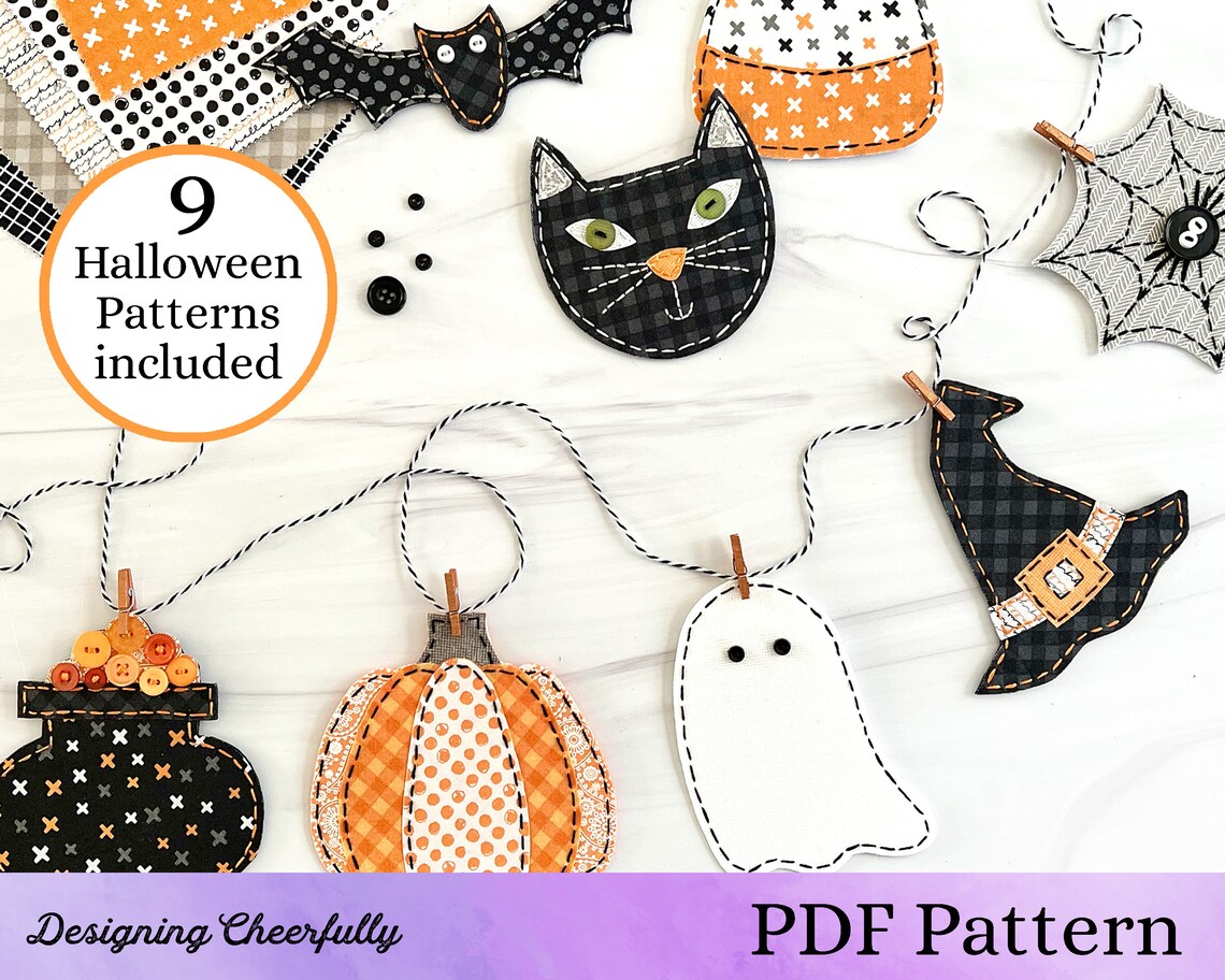Halloween Ornament Patterns 9 Embroidered Felt and Fabric - Etsy