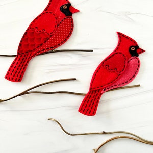 Cardinal Bird Pattern, Felt and Fabric Embroidered Ornament, Digital ...