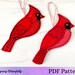 Cardinal Bird Pattern, Felt and Fabric Embroidered Ornament, Digital ...
