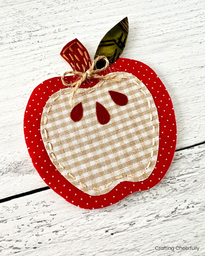 Apple Ornament Pattern, Embroidered Felt and Fabric Apple, Digital ...