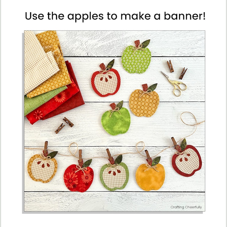 Apple Ornament Pattern, Embroidered Felt and Fabric Apple, Digital ...