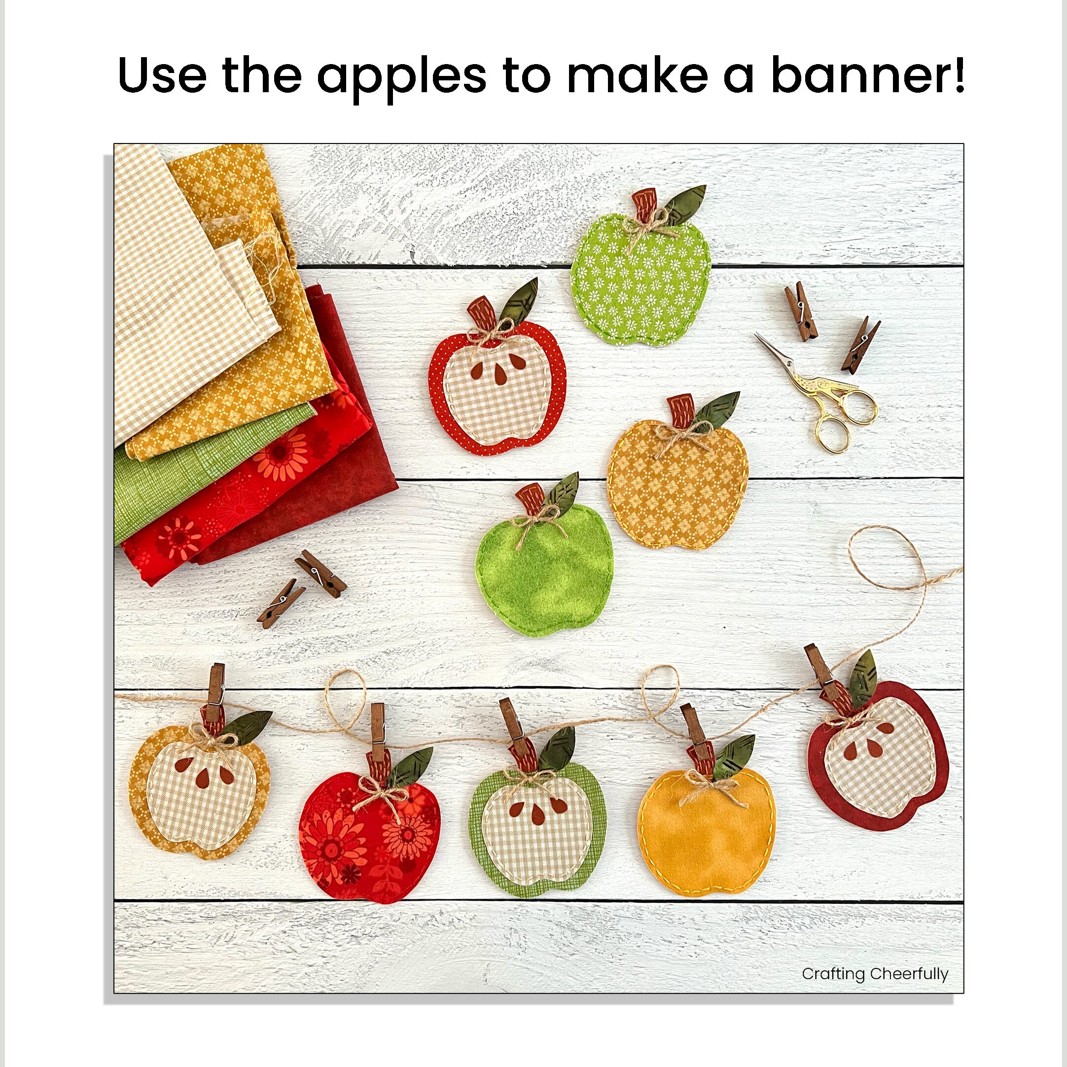 Apple Ornament Pattern, Embroidered Felt and Fabric Apple, Digital ...