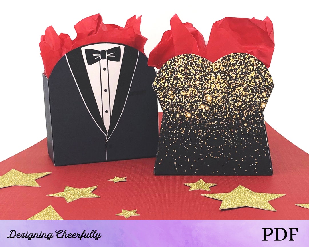 Red Carpet Treat Boxes Tuxedo and Dress Printable Boxes Digital ...