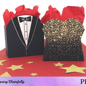Red Carpet Treat Boxes Tuxedo and Dress Boxes Glamorous | Etsy