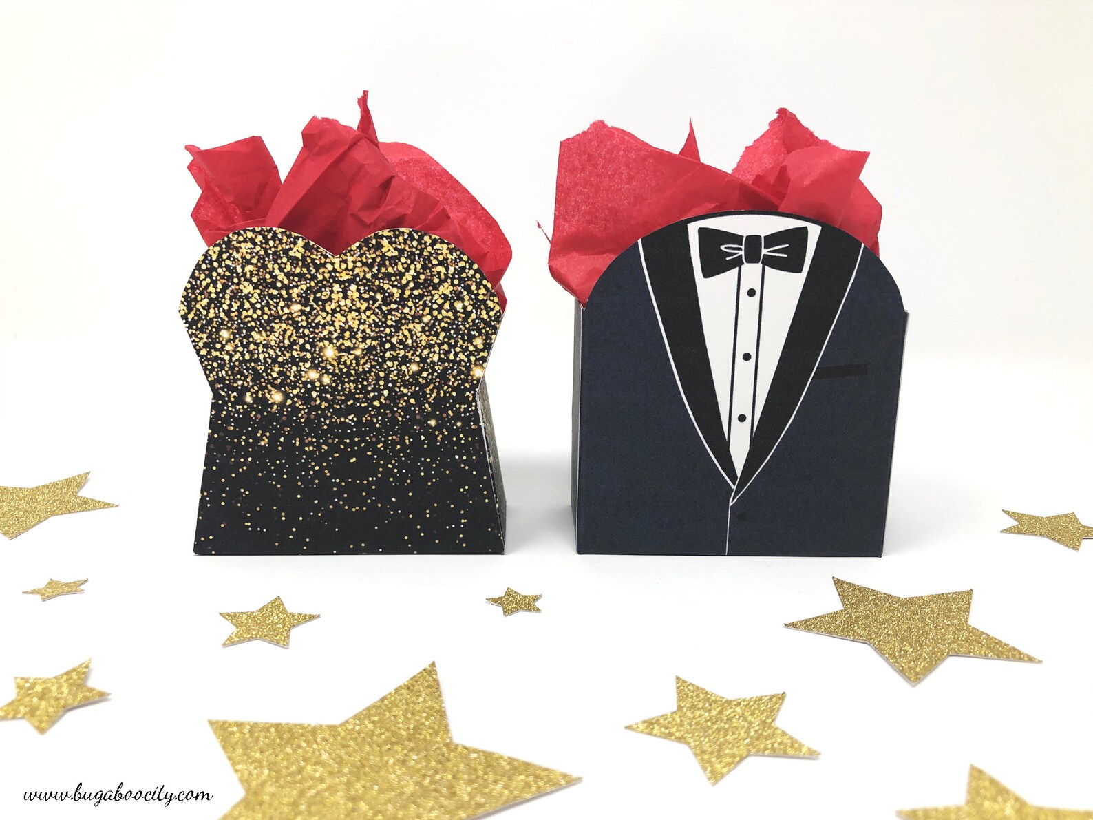 Red Carpet Treat Boxes Tuxedo and Dress Boxes Glamorous | Etsy