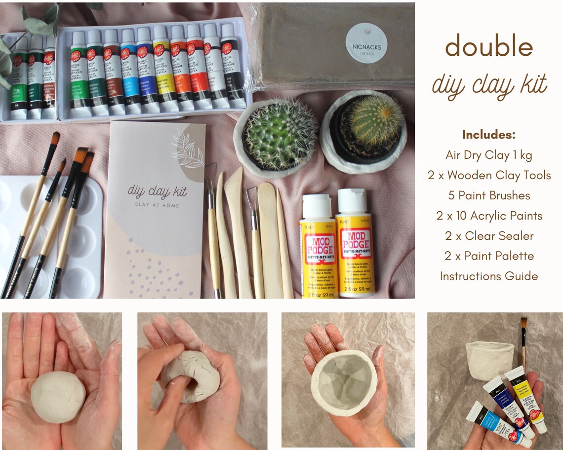DIY Clay Kit (double) - Pottery Sculpting, Birthday Gift, Date Night ...