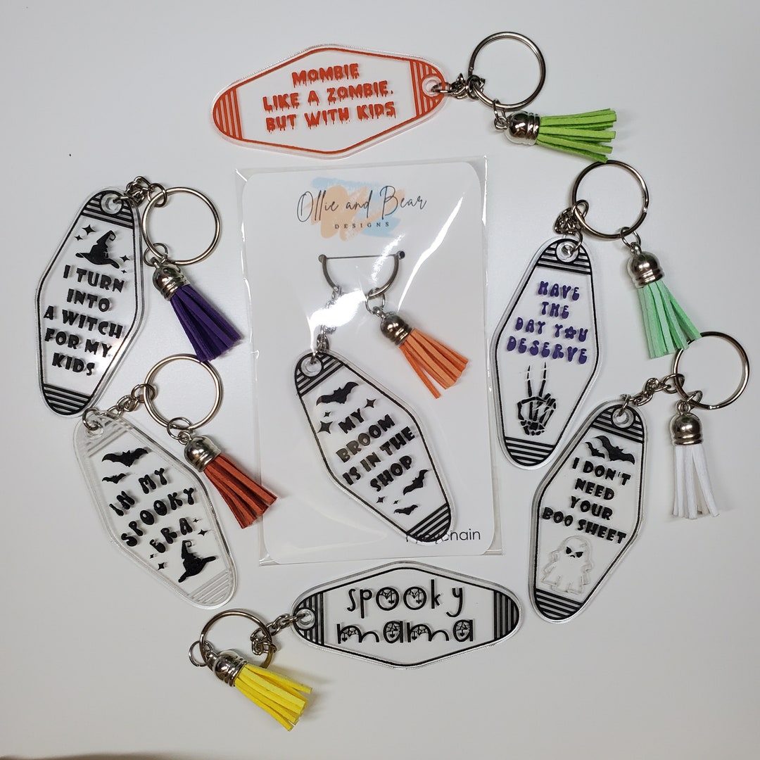 Spooky Season Themed Hotel Keychains, Halloween Keychains, Halloween ...
