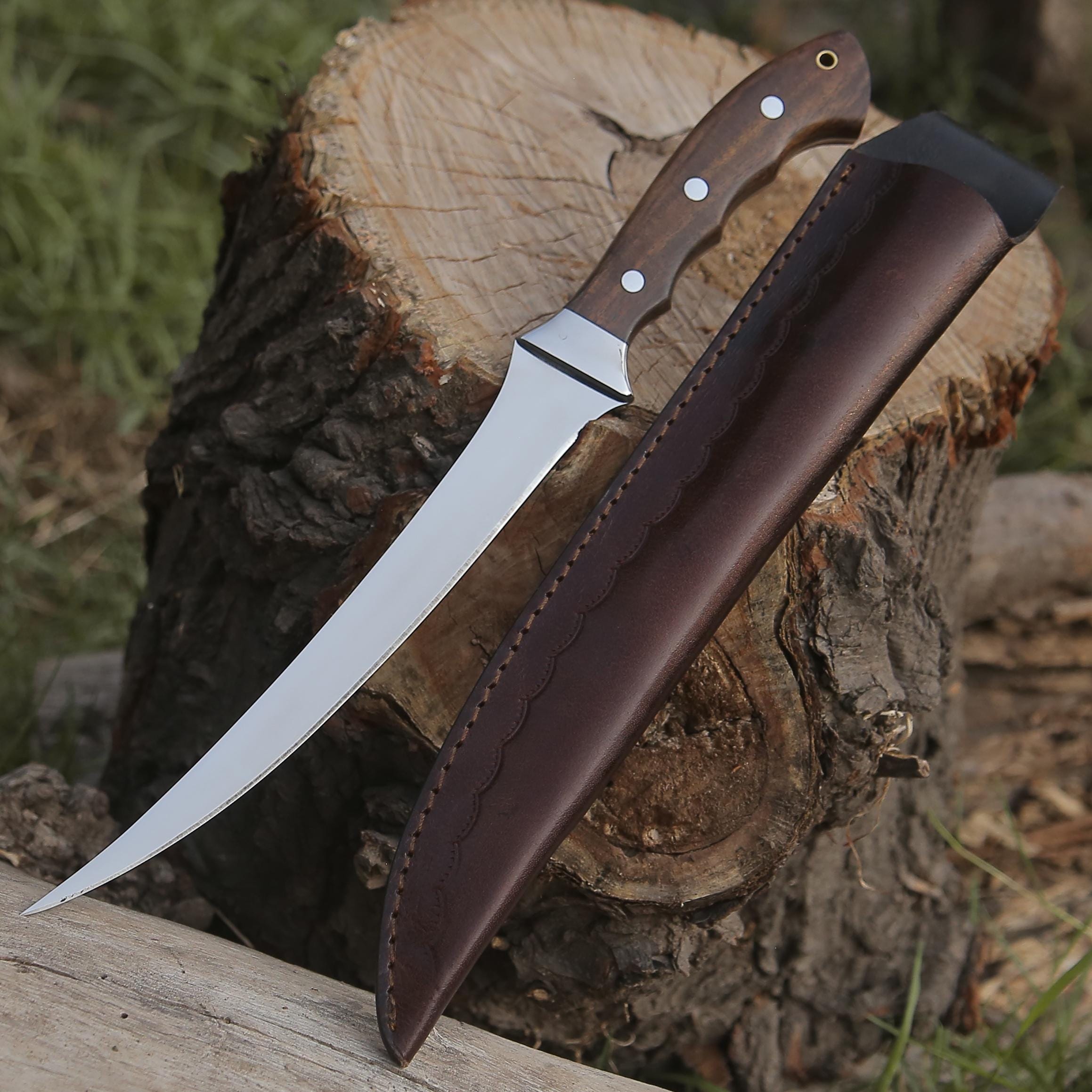 Custom Hand Made 440C Steel Extra Sharp Fillet Knife With Rose Wood ...