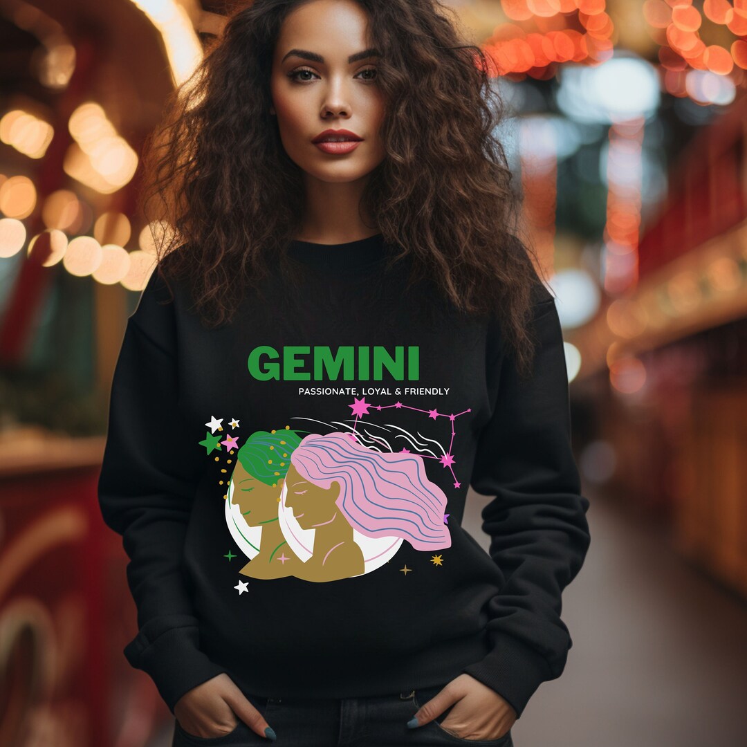 Astrology Gemini Xmas Sweatshirt Gift for Women Retro Aesthetic Birth ...