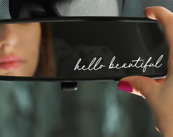 Hello Beautiful Motivational Rear View Mirror Sticker - Etsy