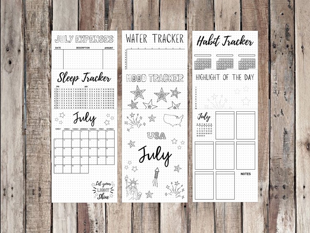 PDF ONLY July 2024 Dot Journal Template Printable, Tracker, List ...