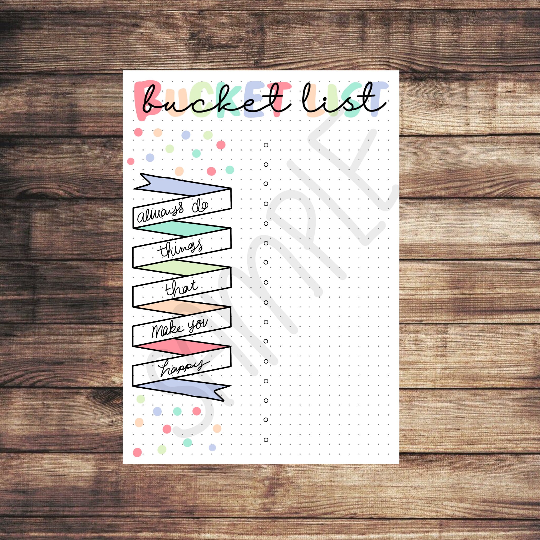 PDF ONLY Bucket List Dot Journal Template Printable, Rainbow, Tracker ...