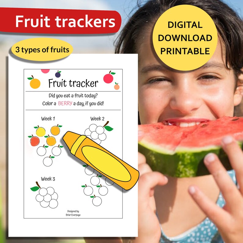 Printable Fruit Tracker Healthy Food Tracker Coloring Pages - Etsy
