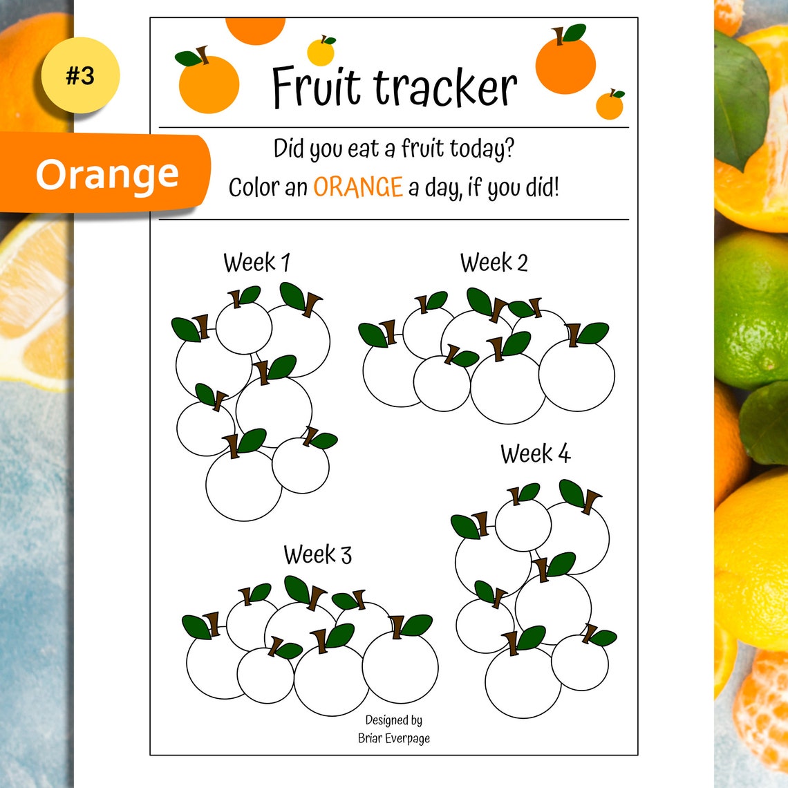 Printable Fruit Tracker Healthy Food Tracker Coloring Pages - Etsy
