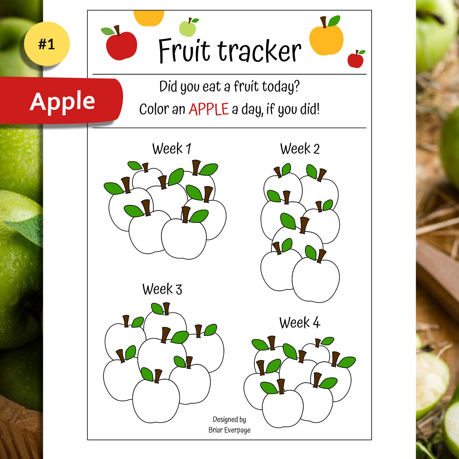 Printable Fruit Tracker Healthy Food Tracker Coloring Pages - Etsy
