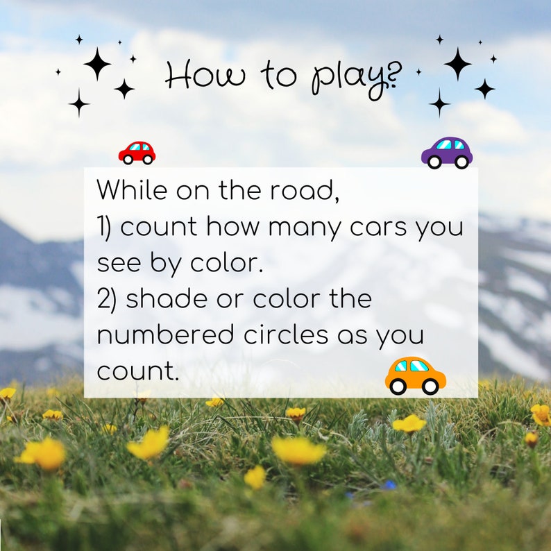 Counting Cars Game Printable, Road Trip Game, Color Cars, Count How ...