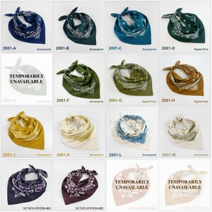 Fall Colors Floral 100% Cotton Bandanas Botanical Head Wraps Scarf ...