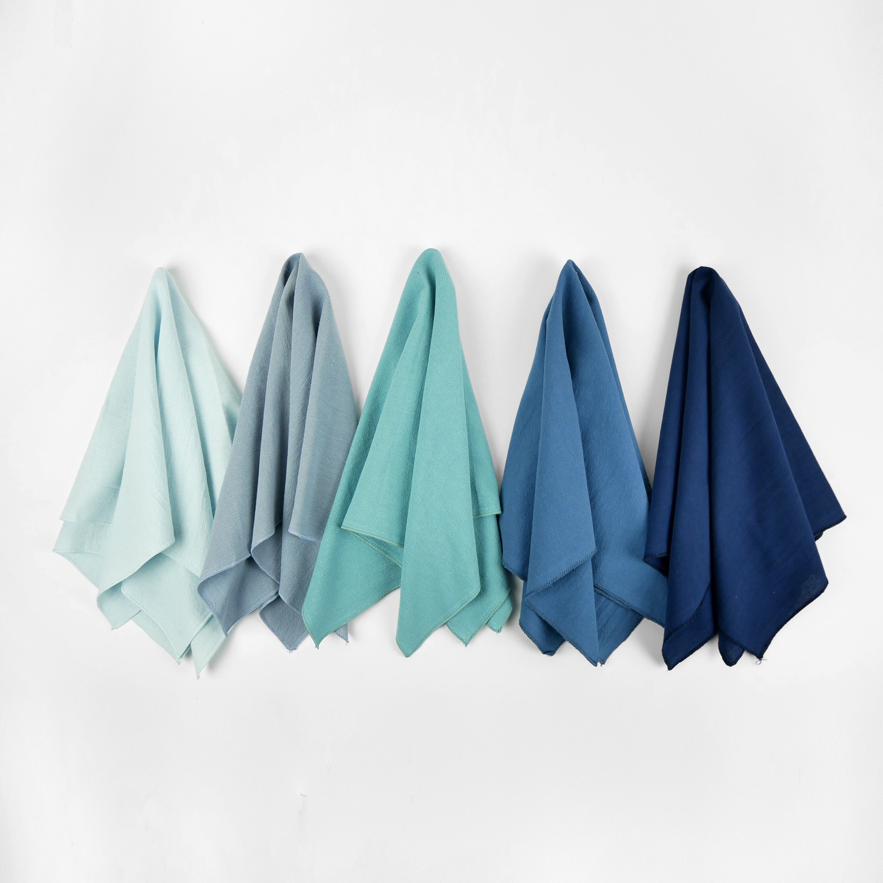 Blue Ocean Color Washed Cotton Headband Solid Wrinkled Bandanas Unisex ...