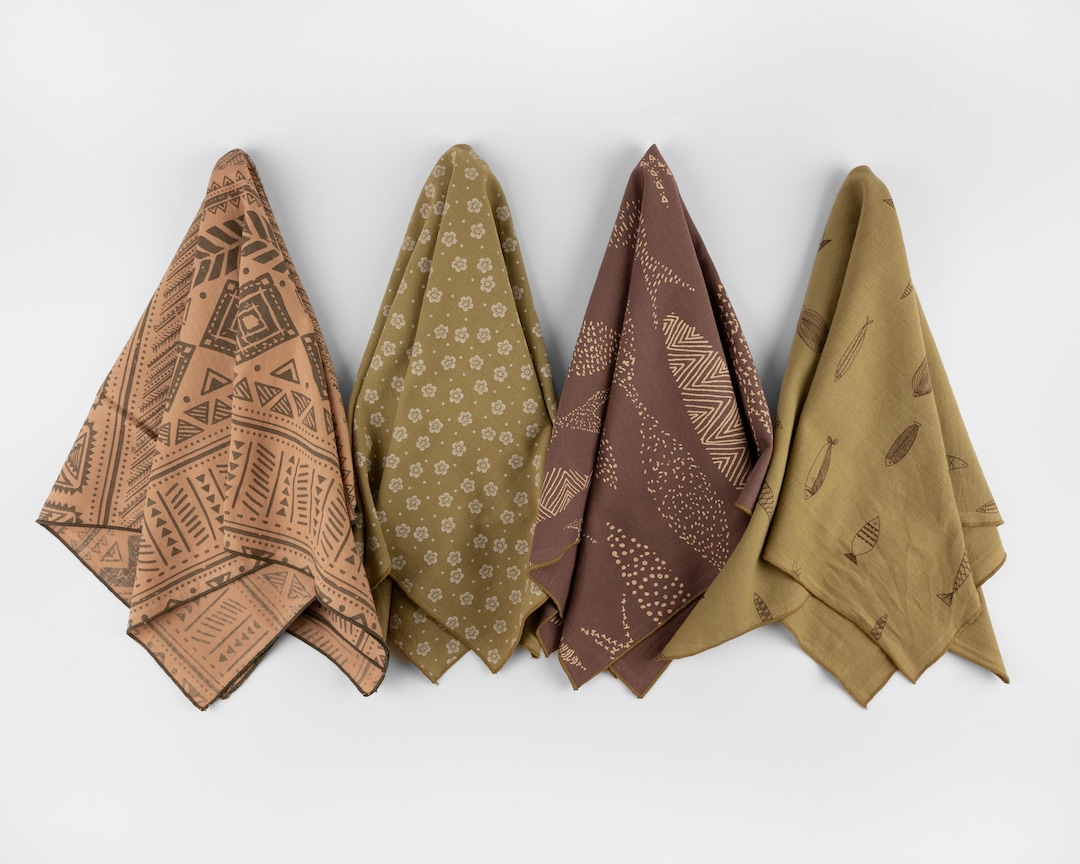 Earthy Pink Boho Cotton Printed Bandana Elegant Floral Head Wrap Cat ...