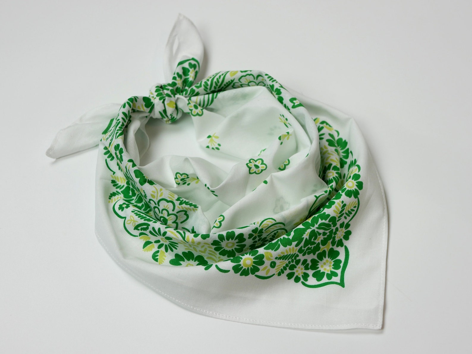 Olive Green White Floral 100% Cotton Bandanas Botanical Head - Etsy