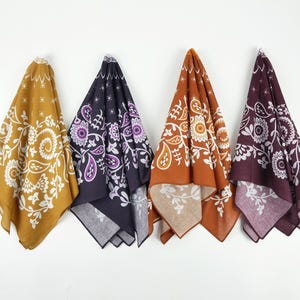 Fall Colors Floral 100% Cotton Bandanas Botanical Head Wraps Scarf ...