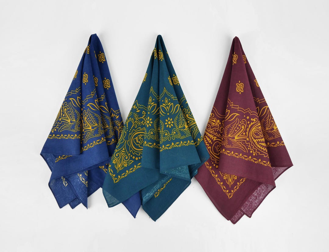 Burgundy Skull Bandana 100% Cotton Earthly Gold Teal Kercheif Steampunk ...